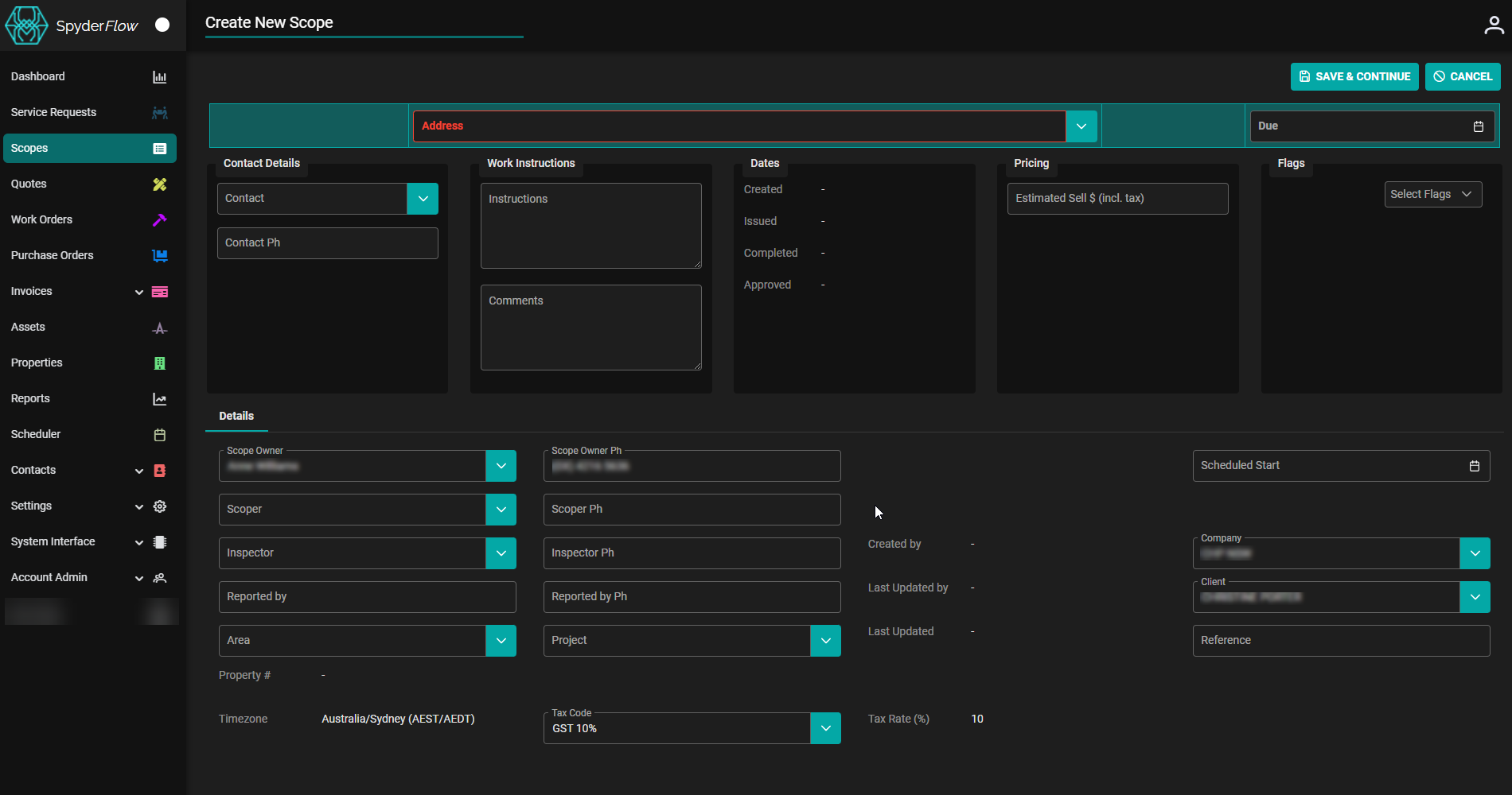 Scopes | WEB | Create New Scope – SpyderTech
