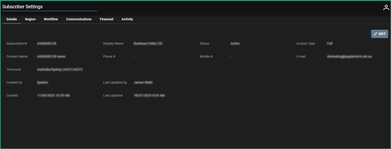 Subscriber Settings | Details – SpyderTech