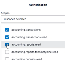 Custom Connection | Xero | Select Accounting Scopes – SpyderTech