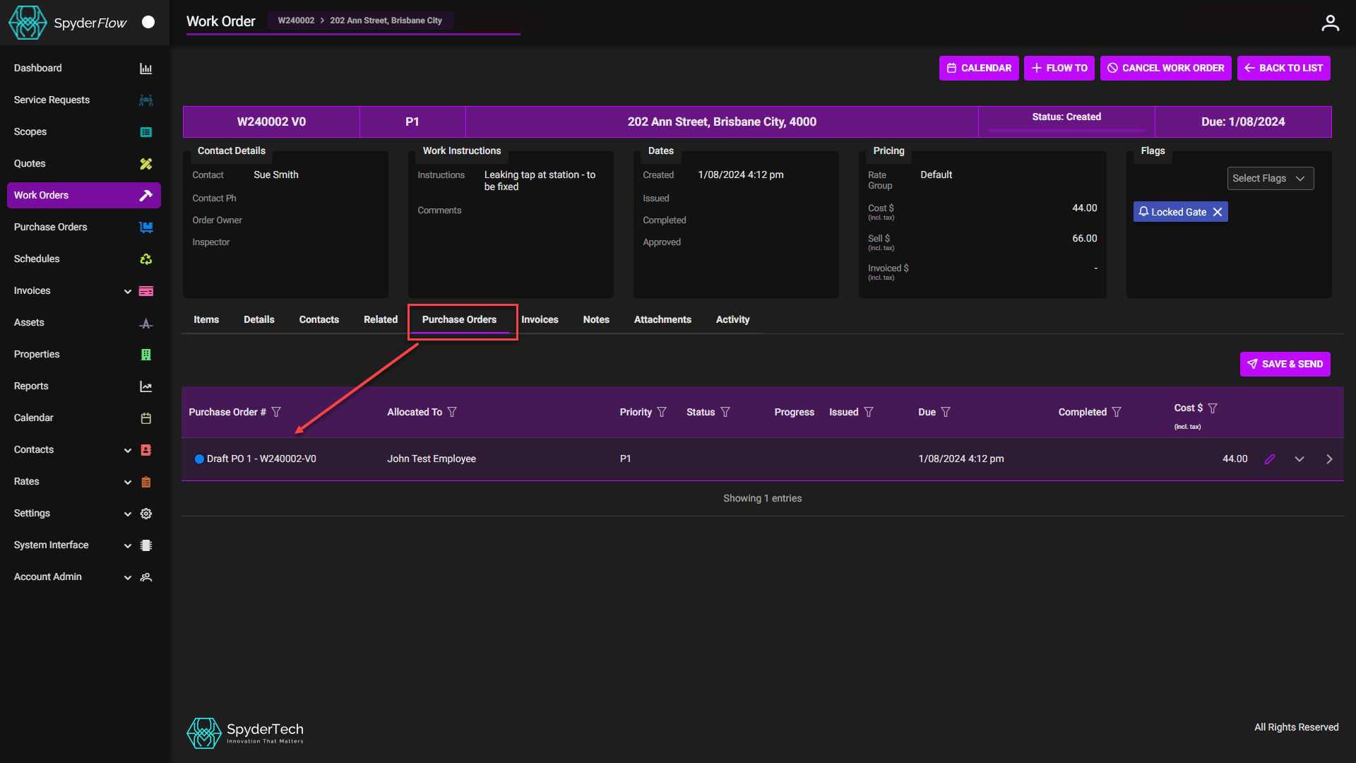 Purchase Orders | WEB | Work Order – SpyderTech