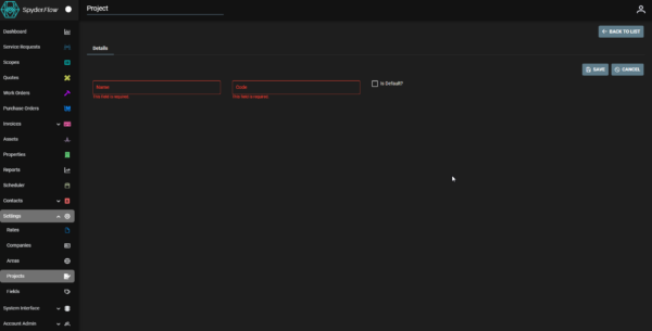 Settings | WEB | Projects – SpyderTech