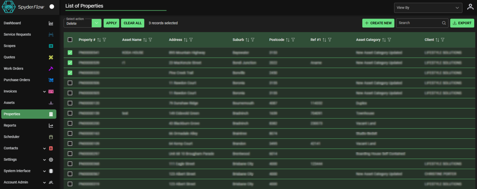 Properties | WEB | List of Properties – SpyderTech