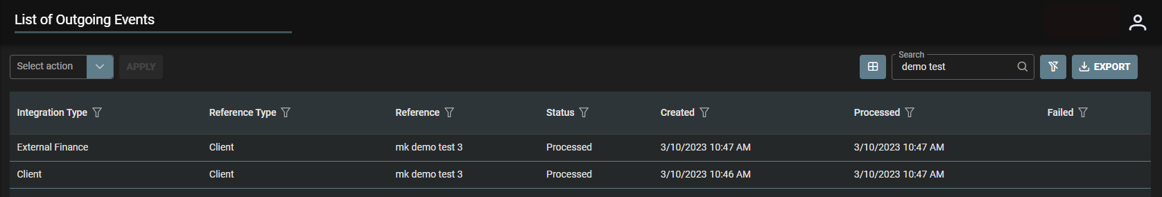 System Interface | Outgoing Events – SpyderTech