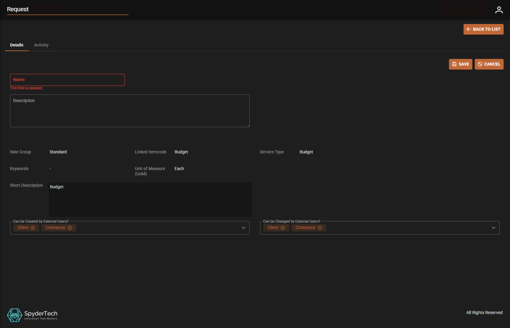 Rates | Rate Groups | New Items and Linked Requests – SpyderTech