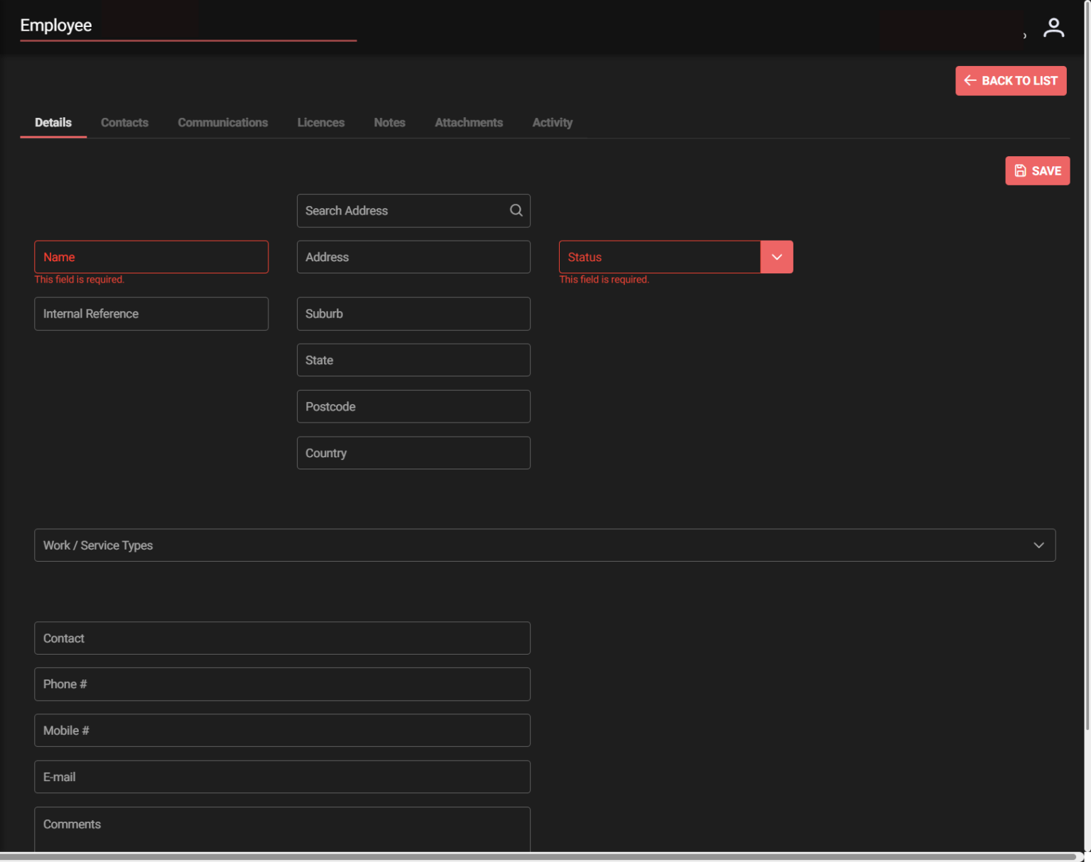 Employees | WEB | Create New Employee – SpyderTech